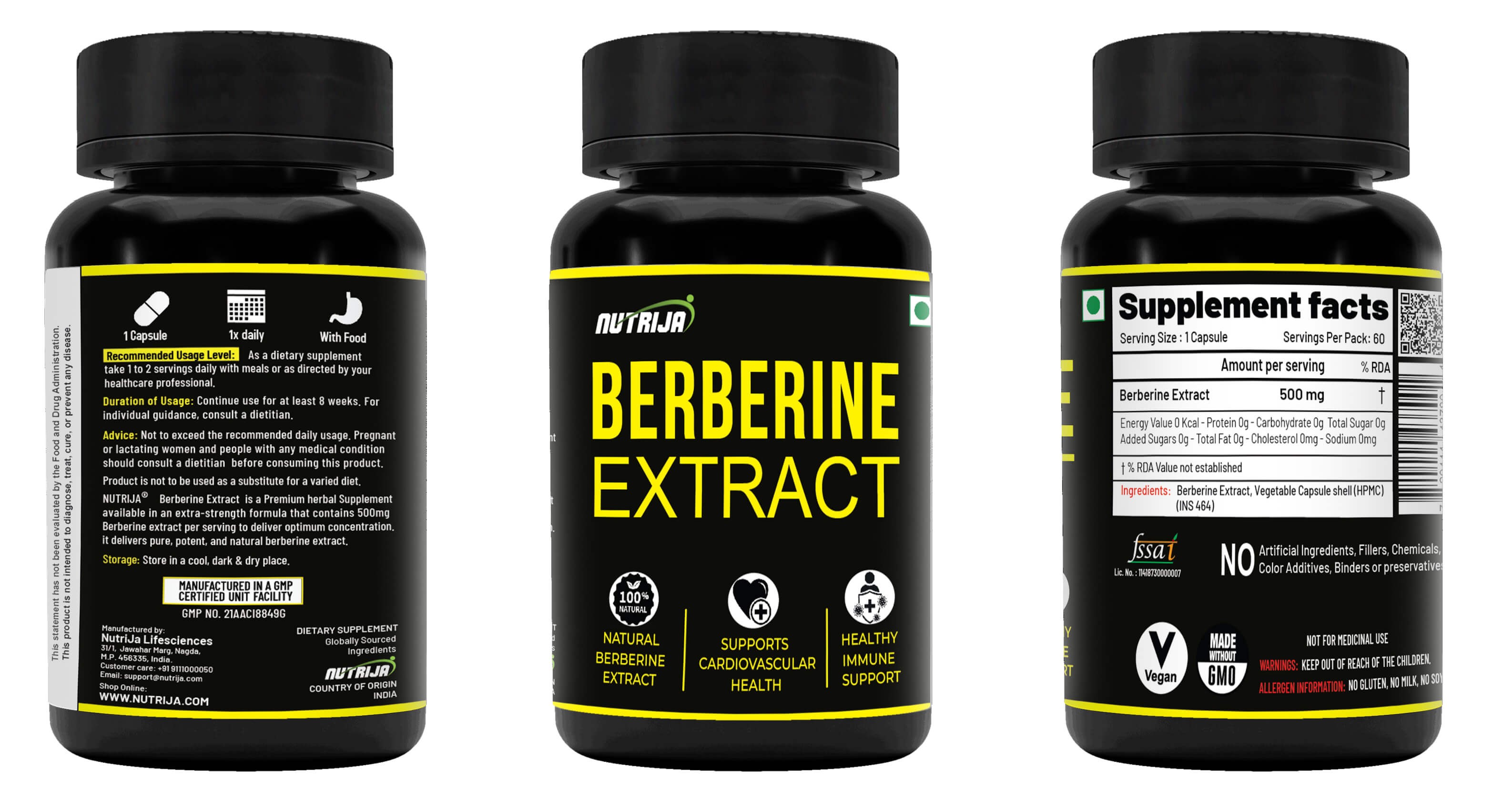 Buy Berberine Extract 500mg Capsules | Promotes Immune Support ...