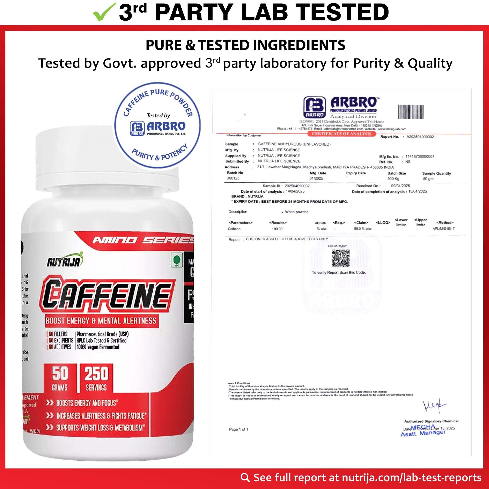 Buy Caffeine Powder Online in India | NutriJa™ Supplement Store