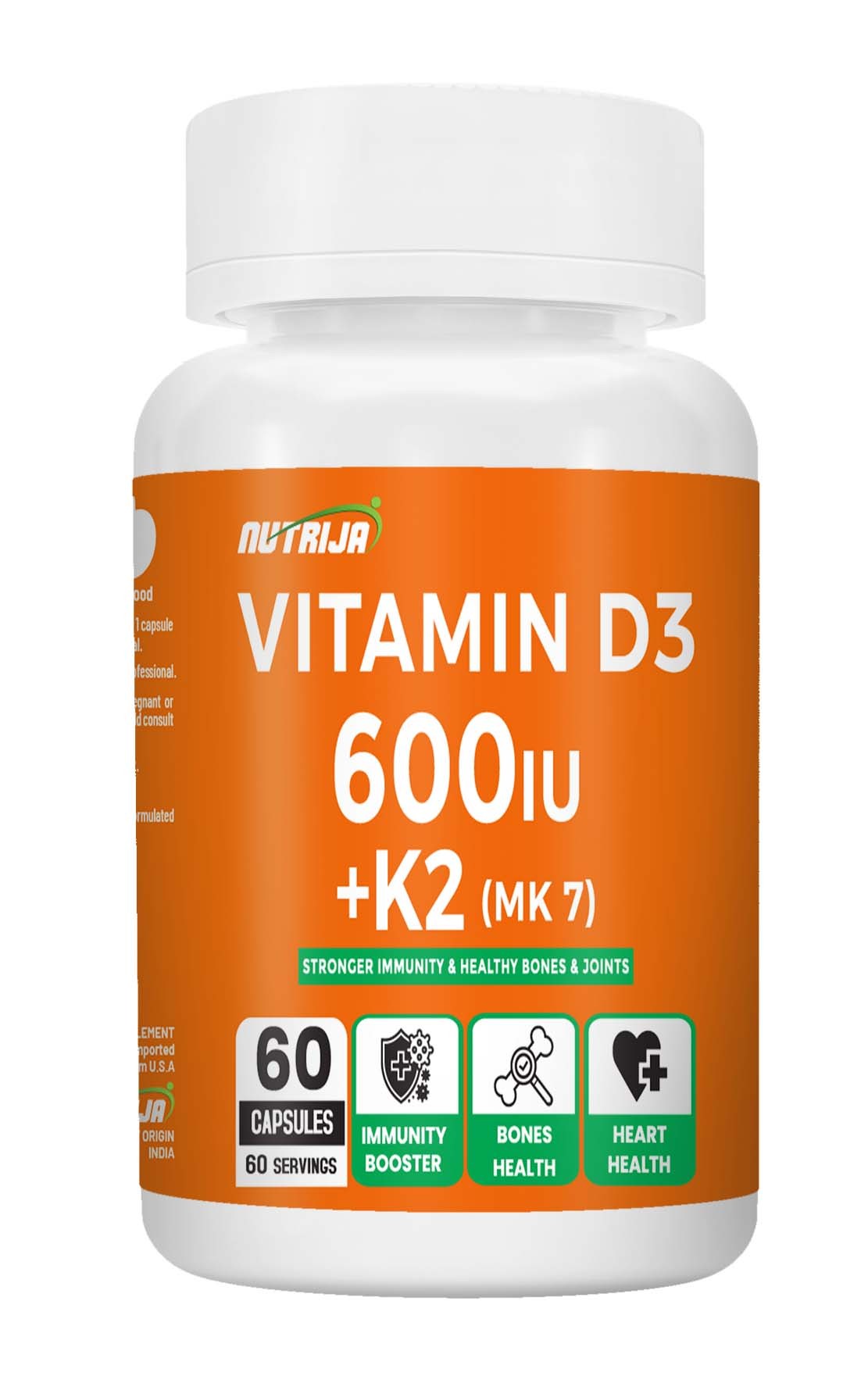 Buy Vitamin D3 K2 600iu Supplements | Supports stronger Immunity, Heart ...