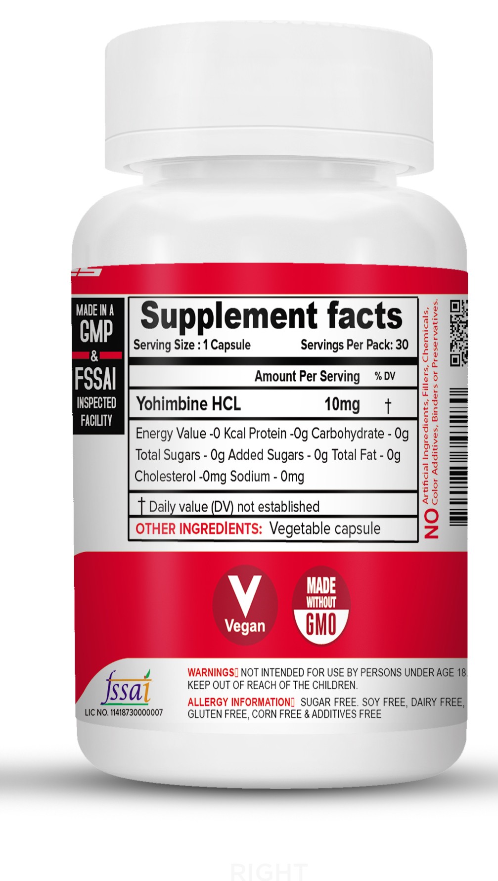 Buy Yohimbine HCl 10MG Capsules in India | NutriJa™ Supplement Store