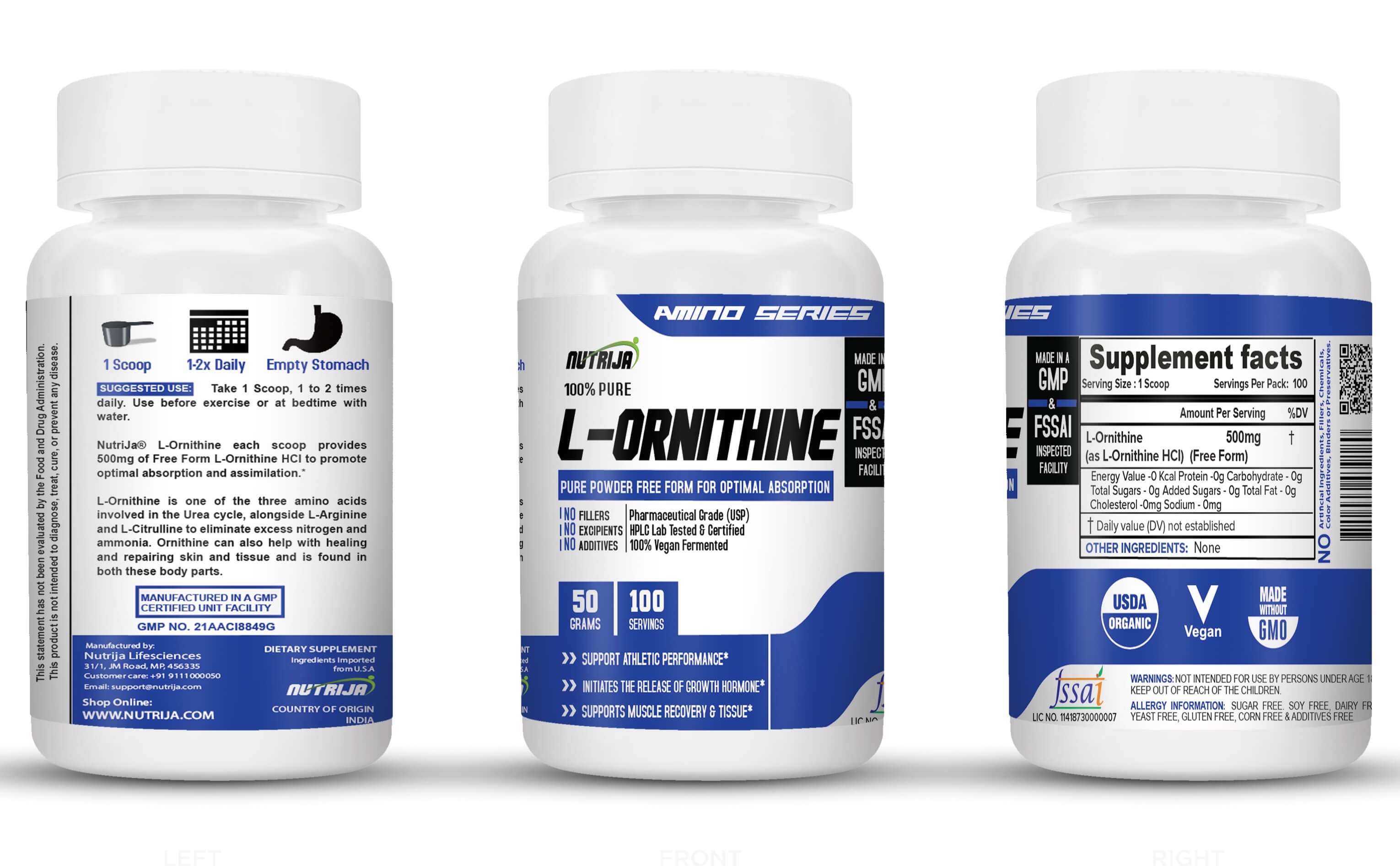 Buy L-Ornithine HCL Powder in India | NutriJa™ Supplement Store